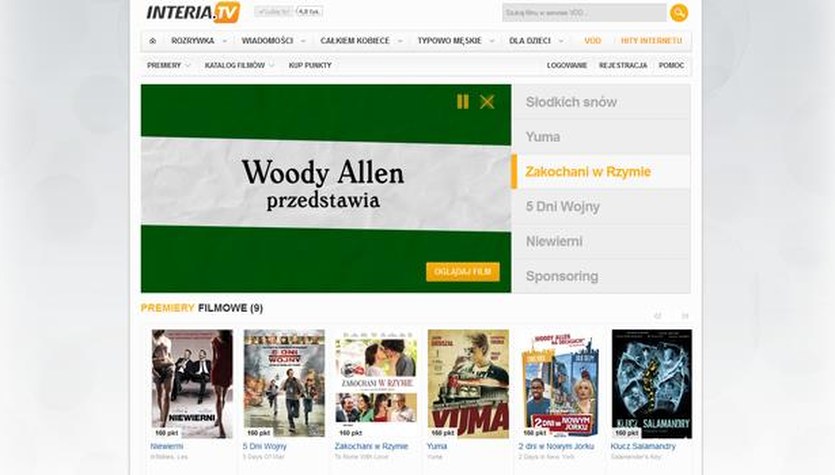 Interia uruchomiła serwis VOD - Film w INTERIA.PL
