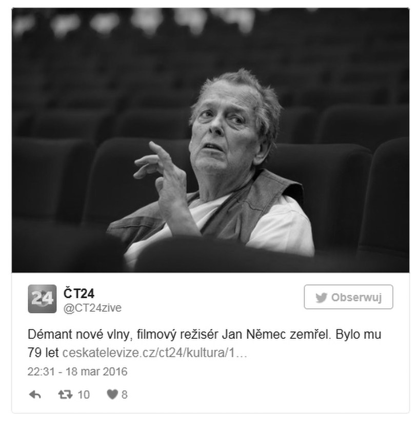 Nie żyje Jan Nemec, jeden z współtwórców "nowej fali" w czeskim kinie ...
