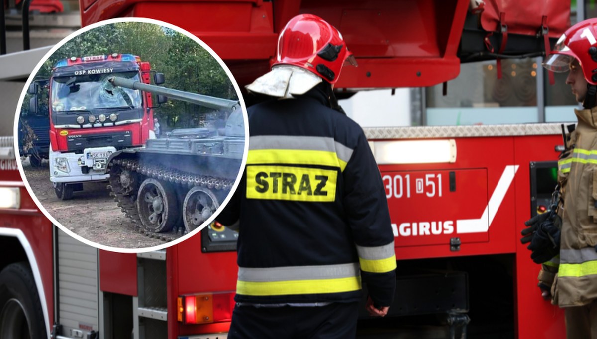 Zderzenie czołgu z wozem strażackim - RMF 24