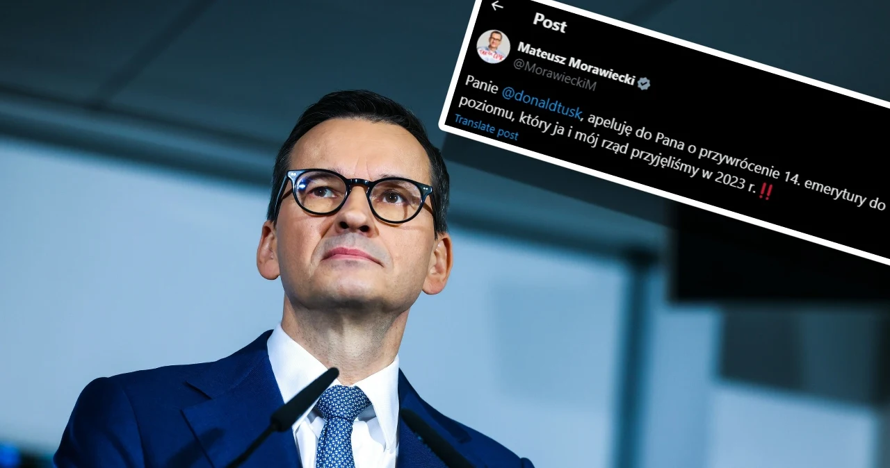 14. emerytura. Mateusz Morawiecki apeluje do Donalda Tuska - Wydarzenia w INTERIA.PL