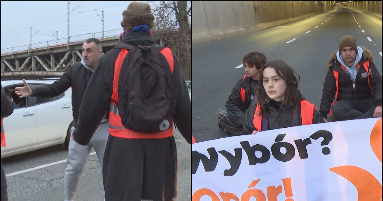 Warszawa. Ostatnie Pokolenie zablokowało Wisłostradę. Kierowcy wściekli - Wydarzenia w INTERIA.PL
