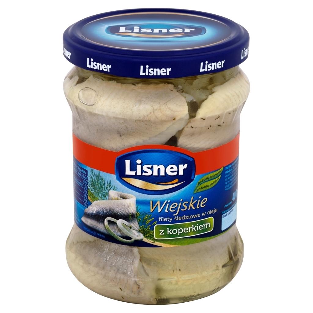 Lisner Wiejskie filety śledziowe w oleju z koperkiem 400 g – promocje i ...