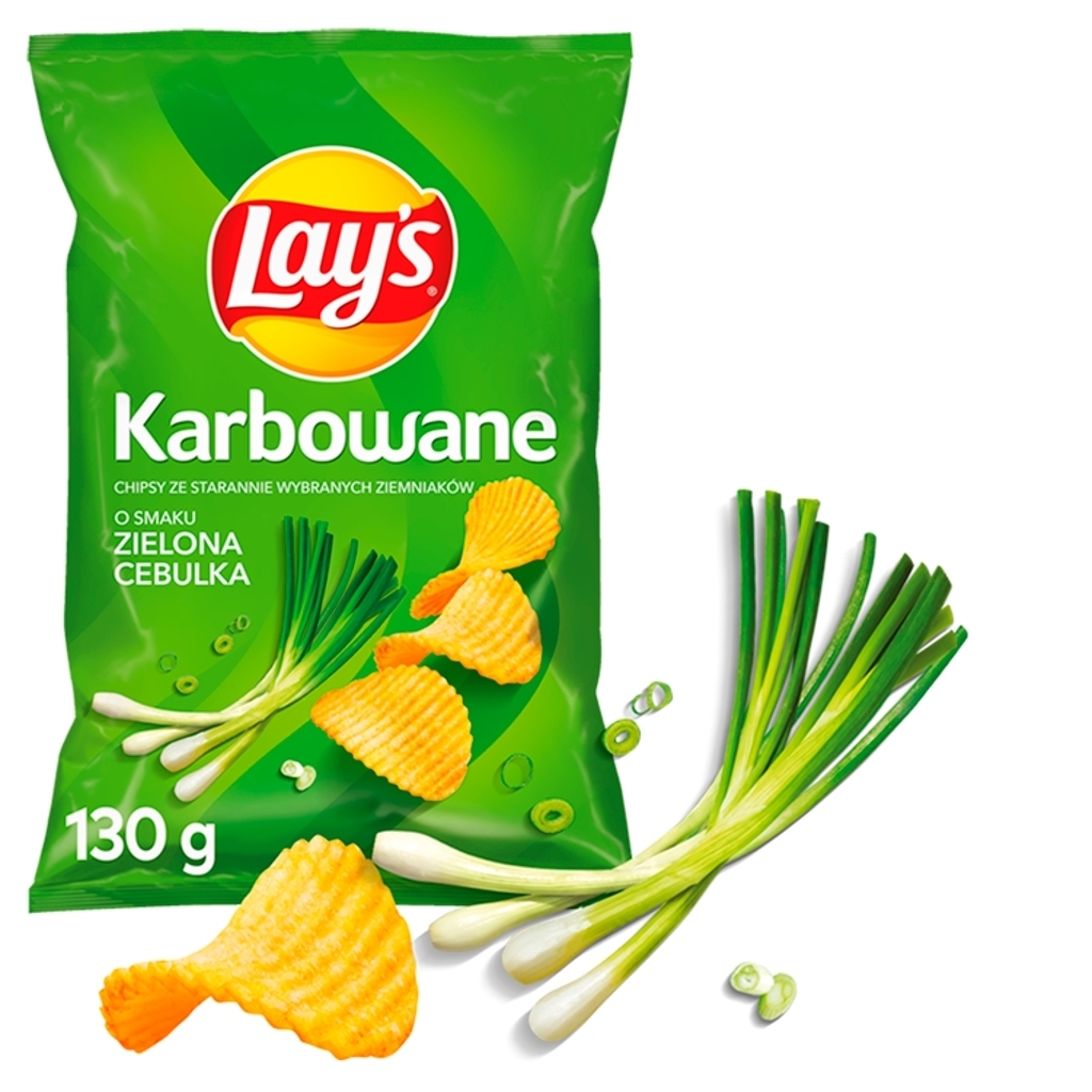 Lay's Chipsy ziemniaczane karbowane o smaku zielonej cebulki 130 g ...