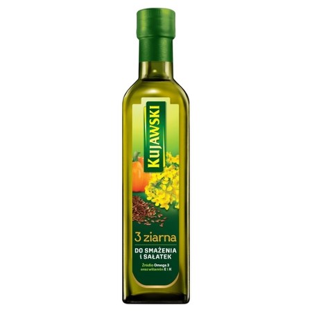Kujawski 3 ziarna Olej rzepakowy z olejami z lnu i pestek dyni 500 ml - promocja Groszek - Ding.pl