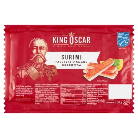 King Oscar Surimi paluszki o smaku krabowym 100 g - 55% TANIEJ! - promocja Auchan Supermarket ...
