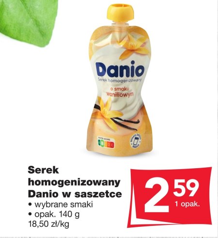 Danio Serek homogenizowany o smaku waniliowym 140 g - promocja Odido ...