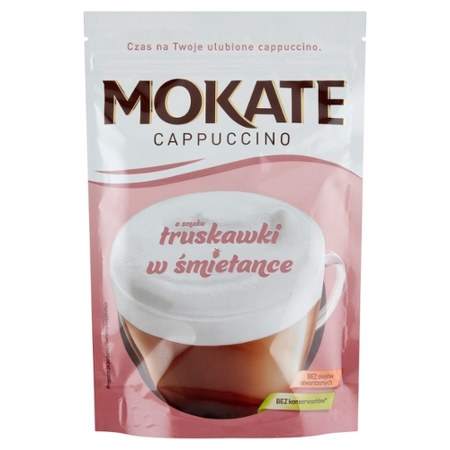 Mokate Cappuccino o smaku truskawki w śmietance 110 g - promocja Netto - Ding.pl