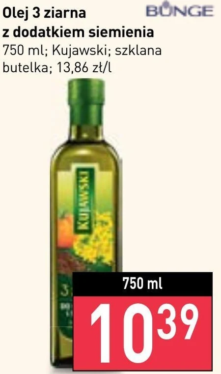 Kujawski 3 ziarna Olej rzepakowy z olejami z lnu i pestek dyni 750 ml - promocja Stokrotka ...