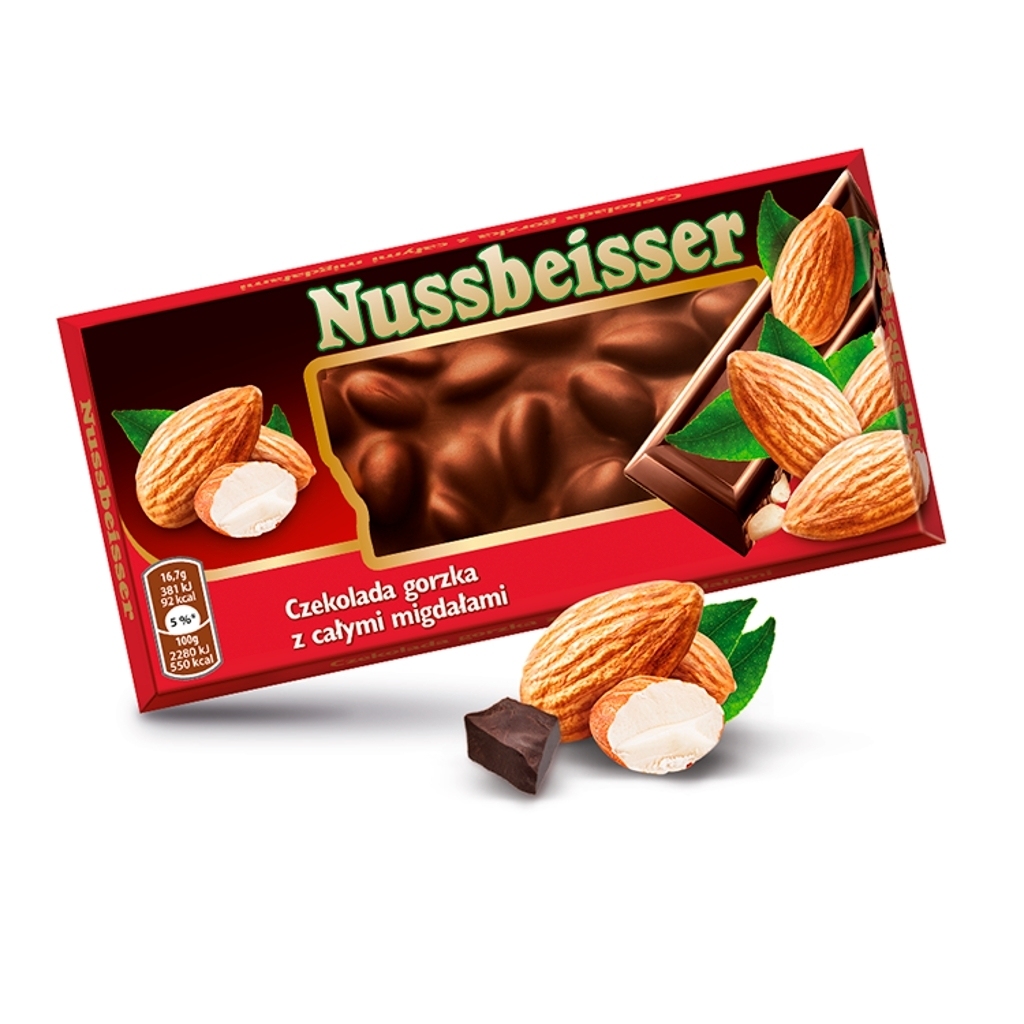 Nussbeisser Czekolada gorzka z całymi migdałami 100 g - promocja ...