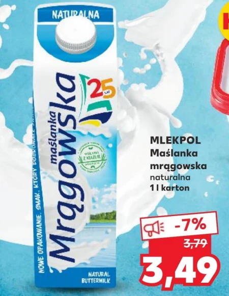 Mlekpol Maślanka Mrągowska naturalna 1 l - 7% TANIEJ! - promocja ...