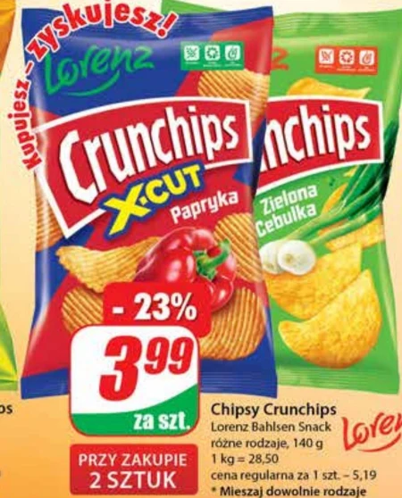 Crunchips X-Cut Chipsy ziemniaczane kurczak w ziołach 140 g - 23% ...