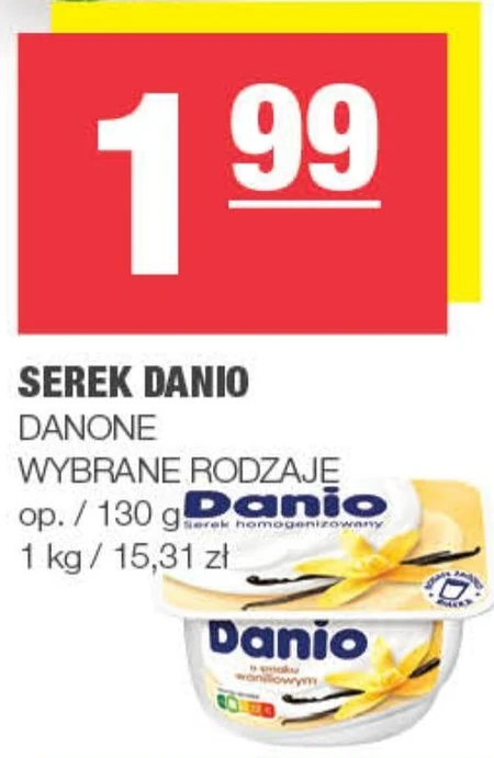 Danio Serek homogenizowany o smaku waniliowym 130 g - promocja SPAR ...