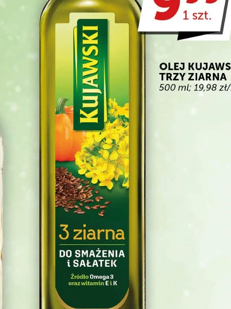 Kujawski 3 ziarna Olej rzepakowy z olejami z lnu i pestek dyni 500 ml - promocja Groszek - Ding.pl