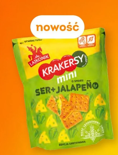 Lajkonik Krakersy mini o smaku ser + jalapeño 100 g - promocja Żabka ...