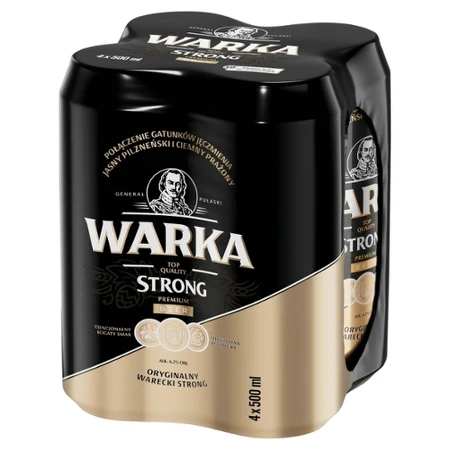 Warka Strong Piwo jasne 4 x 500 ml - promocja Globi - Ding.pl