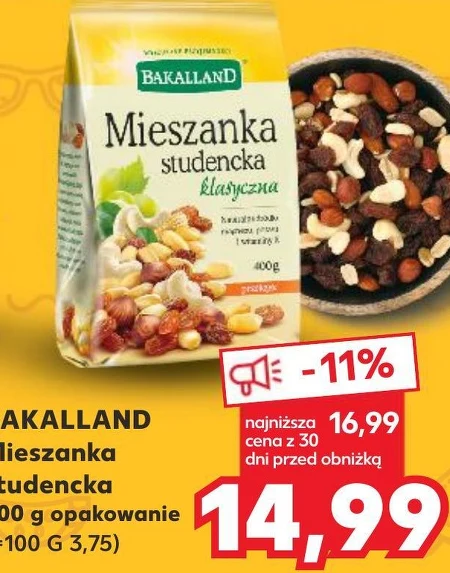 Bakalland Mieszanka studencka klasyczna 400 g - 11% TANIEJ! - promocja Kaufland - Ding.pl