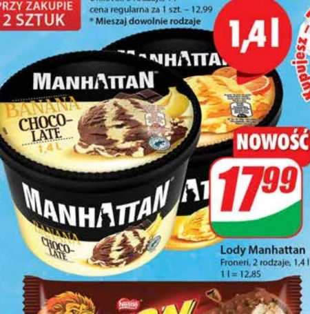 Manhattan Lody bananowe i czekoladowe 1400 ml - promocja Dino - Ding.pl