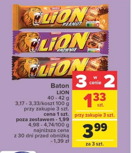 Lion Kakaowy wafel z kremem smaku brownie karmelem płatkami pszennymi ...
