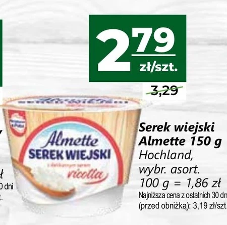 Almette Serek wiejski z delikatnym serem ricotta 150 g - 15% TANIEJ ...