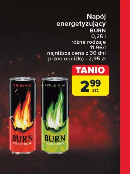 Burn Original Gazowany napój energetyczny 250 ml - -1% TANIEJ ...