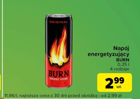 Burn Original Gazowany napój energetyczny 250 ml - promocja Globi - Ding.pl