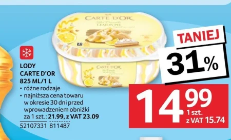 Carte D'Or Les Desserts Lody o smaku ciasteczek i lody cytrynowe 825 ml ...