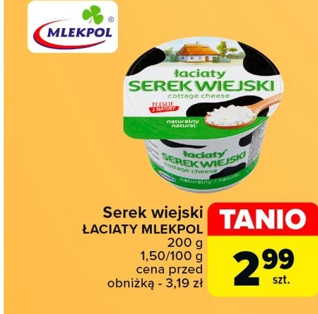 Serek wiejski Mlekpol - 6% TANIEJ! - promocja Carrefour - Ding.pl
