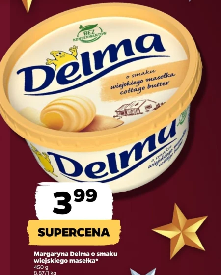 Delma Margaryna półtłusta o smaku wiejskiego masełka 450 g - promocja ...
