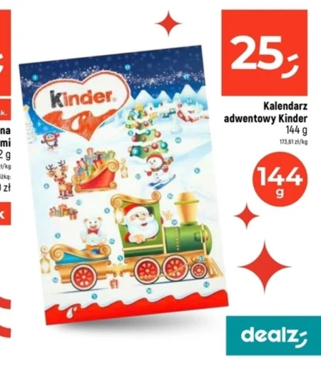 Kinder Kalendarz adwentowy 150 g (24 sztuki) - promocja Dealz - Ding.pl
