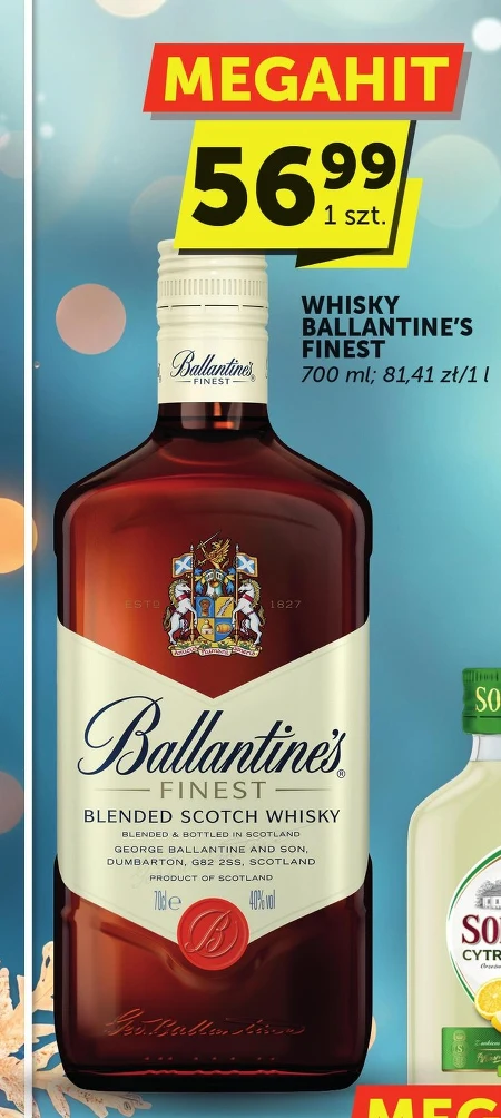Ballantine's Finest Blended Scotch Whisky 700 ml - promocja Groszek - Ding.pl
