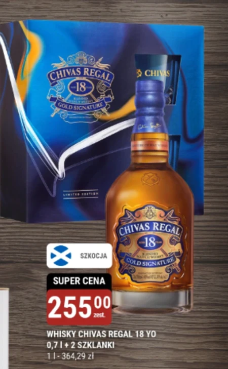 Chivas Regal Aged 18 Years Blended Scotch Whisky 0,7 l i szklanki ...