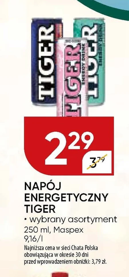Tiger Zero Sugar Gazowany napój energetyzujący o smaku Wild Strawberry ...