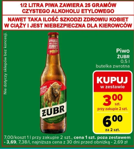 Żubr Piwo jasne 500 ml - promocja Carrefour Express - Ding.pl