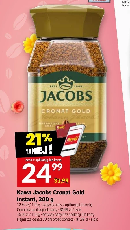 Jacobs Cronat Gold Kawa rozpuszczalna 200 g - 21% TANIEJ! - promocja ...