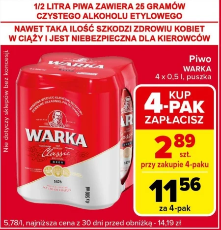 Warka Classic Piwo jasne 500 ml - promocja Globi - Ding.pl