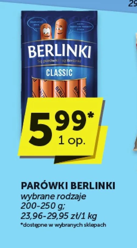 Berlinki Classic Kiełbasa 250 g - promocja Groszek - Ding.pl