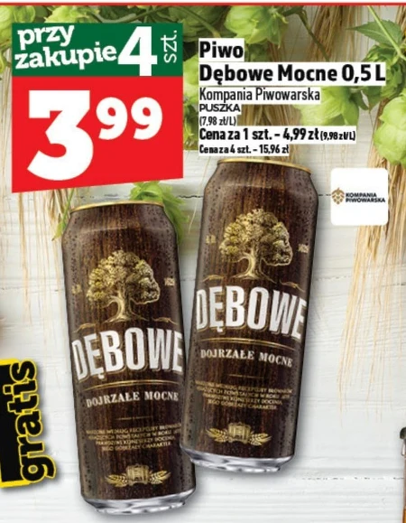 Dębowe Dojrzałe Mocne Piwo jasne 500 ml - promocja Topaz - Ding.pl