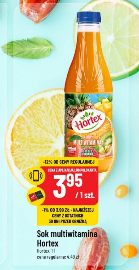Hortex Sok 100 % multiwitamina 1 l - promocja POLOmarket - Ding.pl