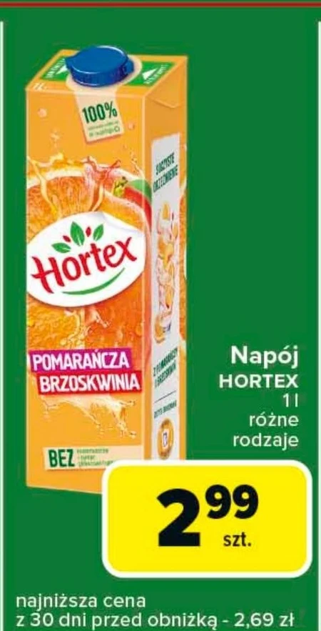 Hortex Napój pomarańcza brzoskwinia 1 l - promocja Carrefour Express ...
