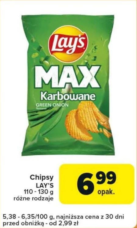 Lay's Max Chipsy ziemniaczane karbowane o smaku zielonej cebulki 120 g ...