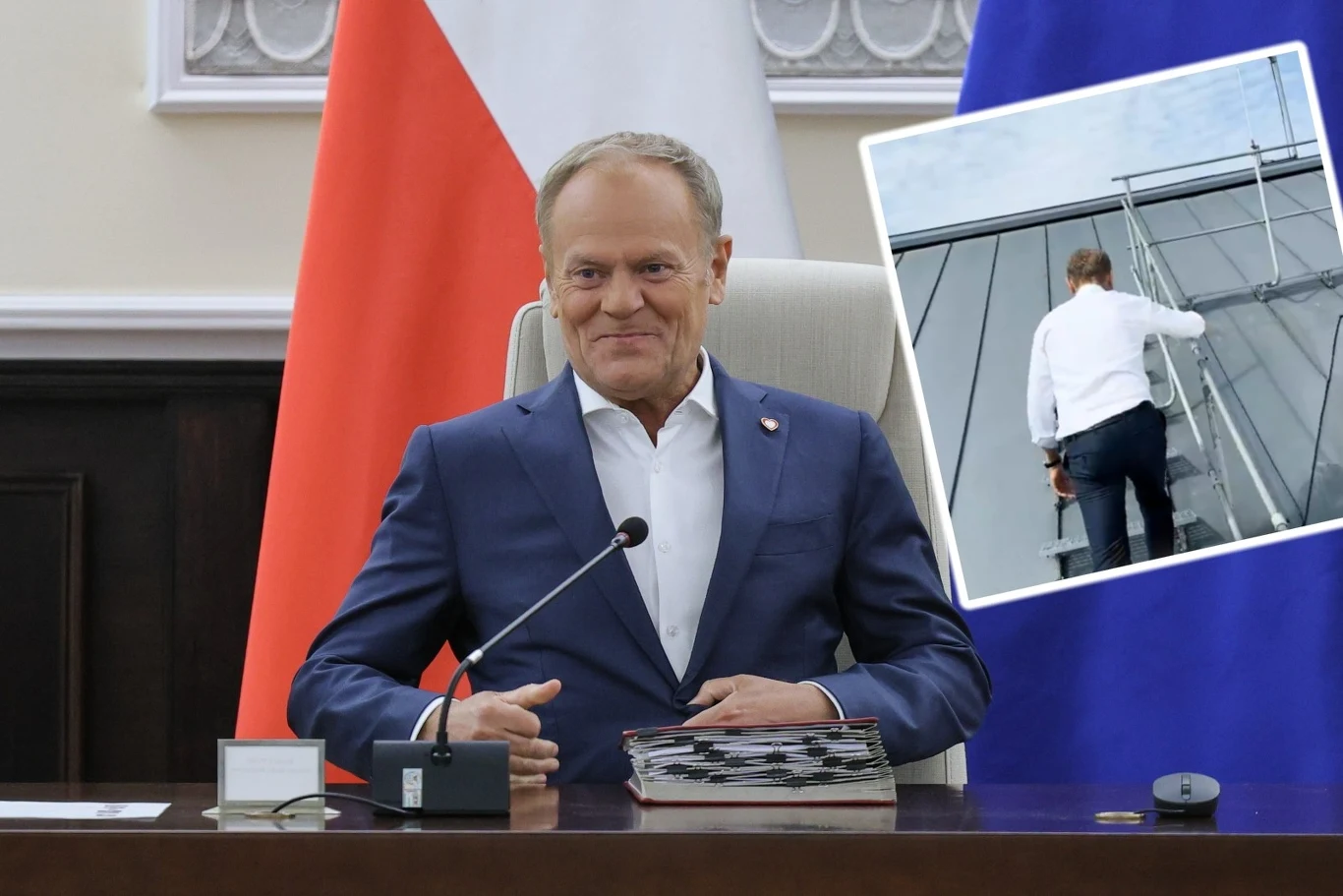 Święto Flagi. Donald Tusk na dachu. Premier z przesłaniem do Polaków ...