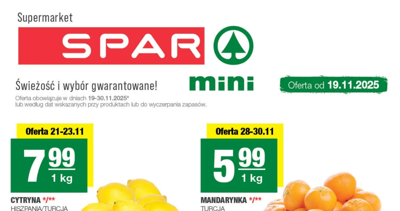 SPAR mini Gazetka Promocyjna - oferty, rabaty, kupony [19.11 do 30.11. ...