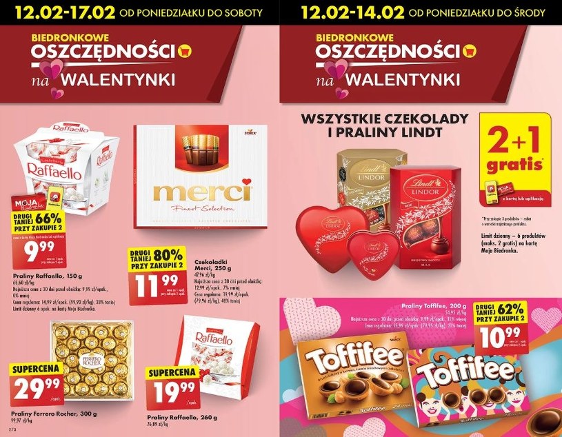 Czekolady i praliny Lindt za darmo w Biedronce. Ta walentynkowa promocja to murowany hit ...