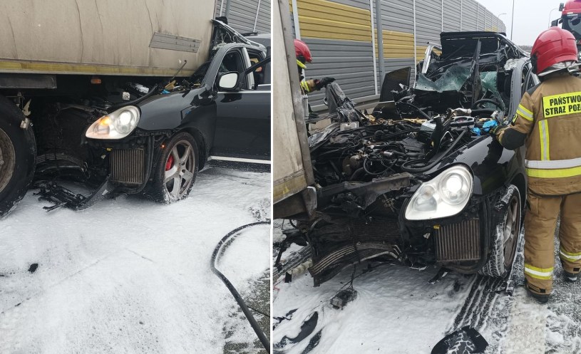 Wypadek na S8. Porsche wbiło się pod ciężarówkę - Wydarzenia w INTERIA.PL