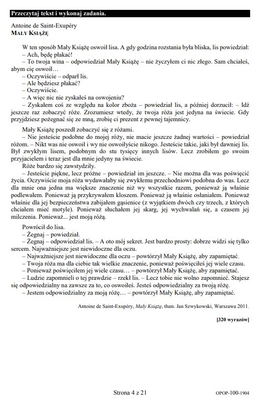 Egzamin ósmoklasisty 2019 Język Polski Arkusz Cke I Odpowiedzi