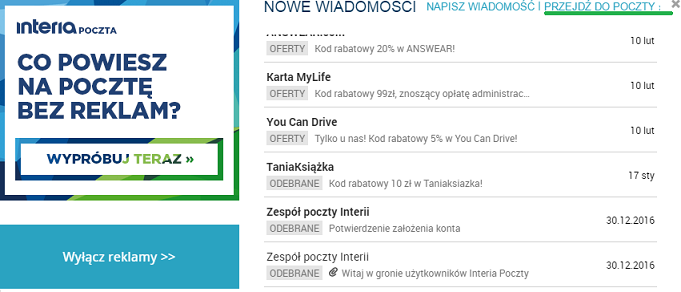 Poczta na stronie głównej INTERIA.PL - Logowanie - Pomoc - Poczta w ...
