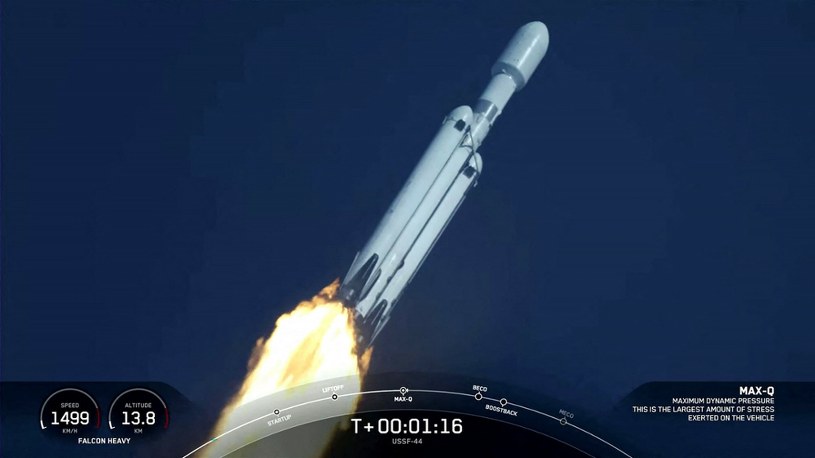 USA. Start rakiety Falcon Heavy firmy SpaceX. To najpotężniejszy statek kosmiczny na świecie ...